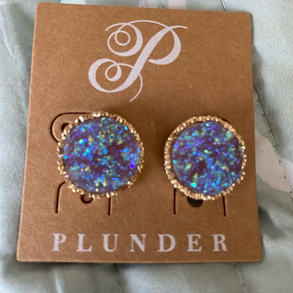 Plunder | Jewelry | Plunder Blue And Gold Stud Earrings | Poshmark
